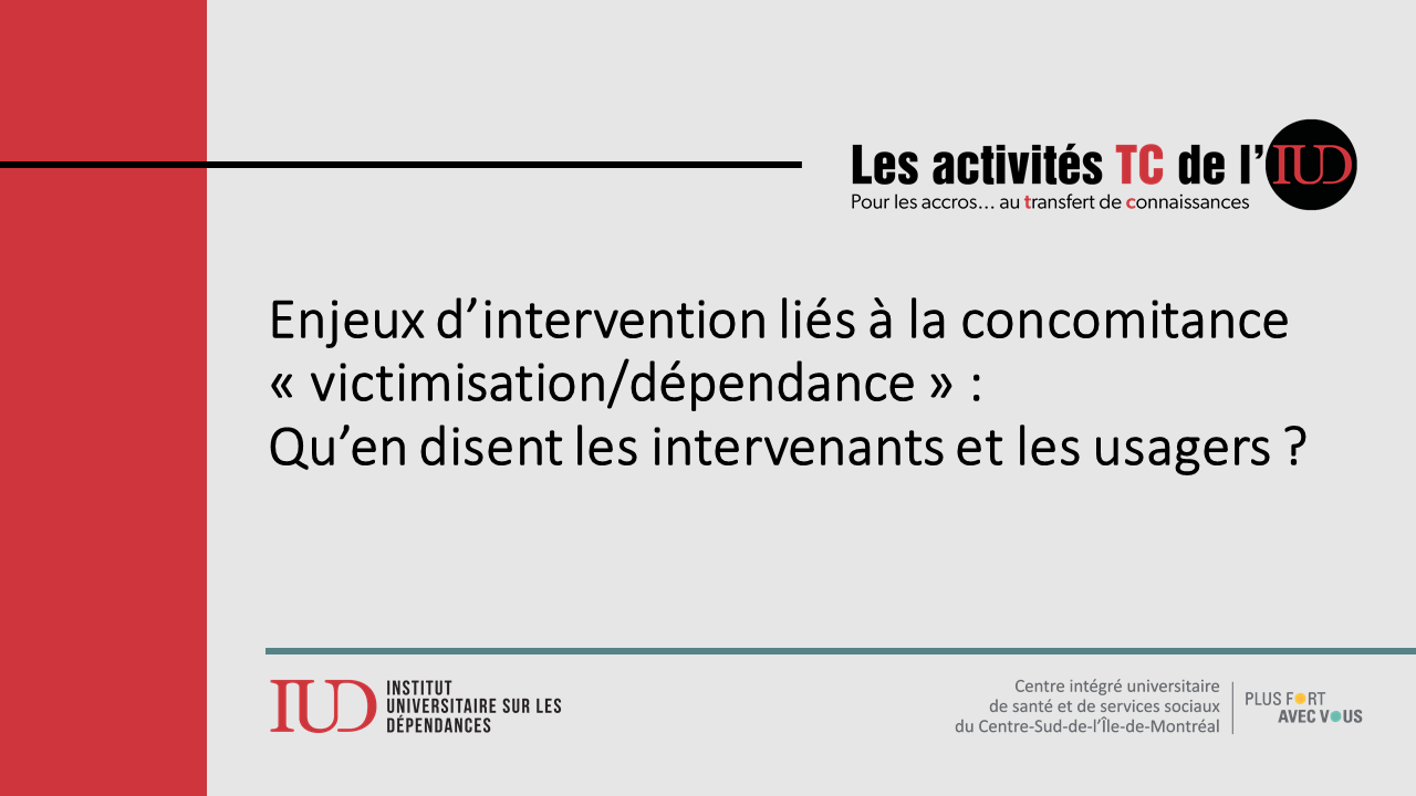 Enjeux d’intervention liés à la concomitance « victimisation ...